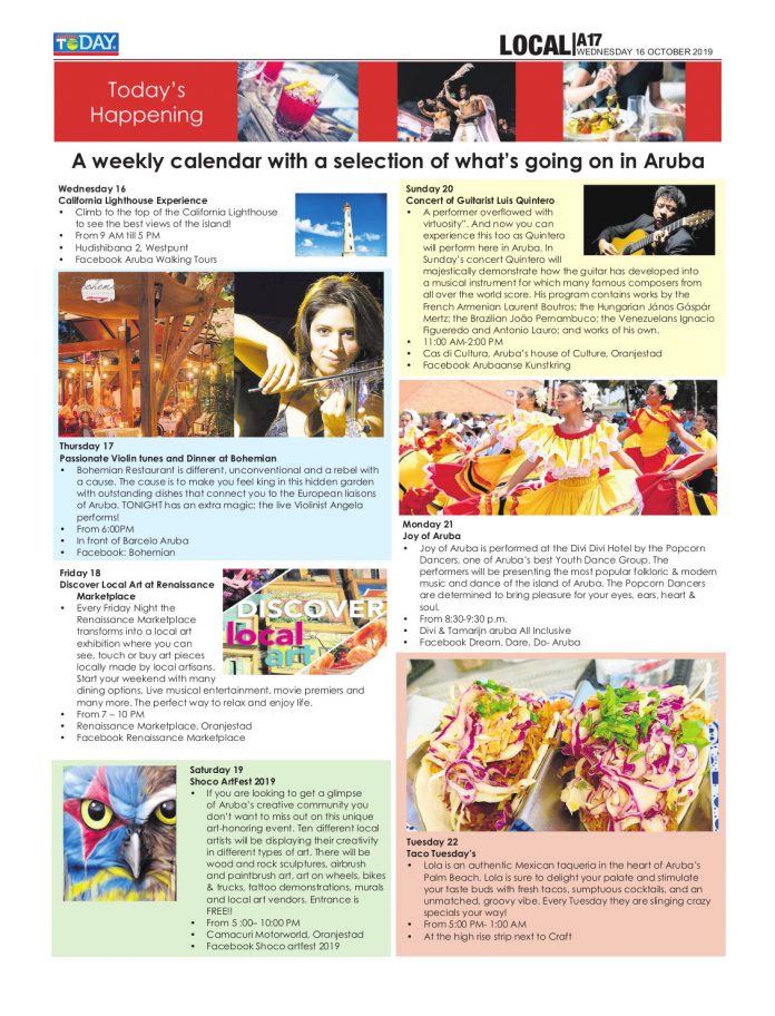 A list of all the fun events available this week on Aruba – Aruba Today