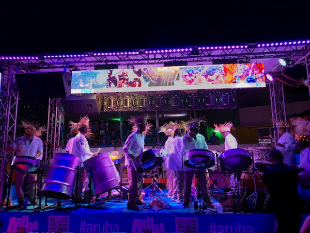 Streets of Oranjestad illuminated with the magic of the Lighting Parade ...