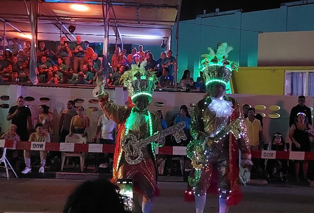 Streets of Oranjestad illuminated with the magic of the Lighting Parade ...